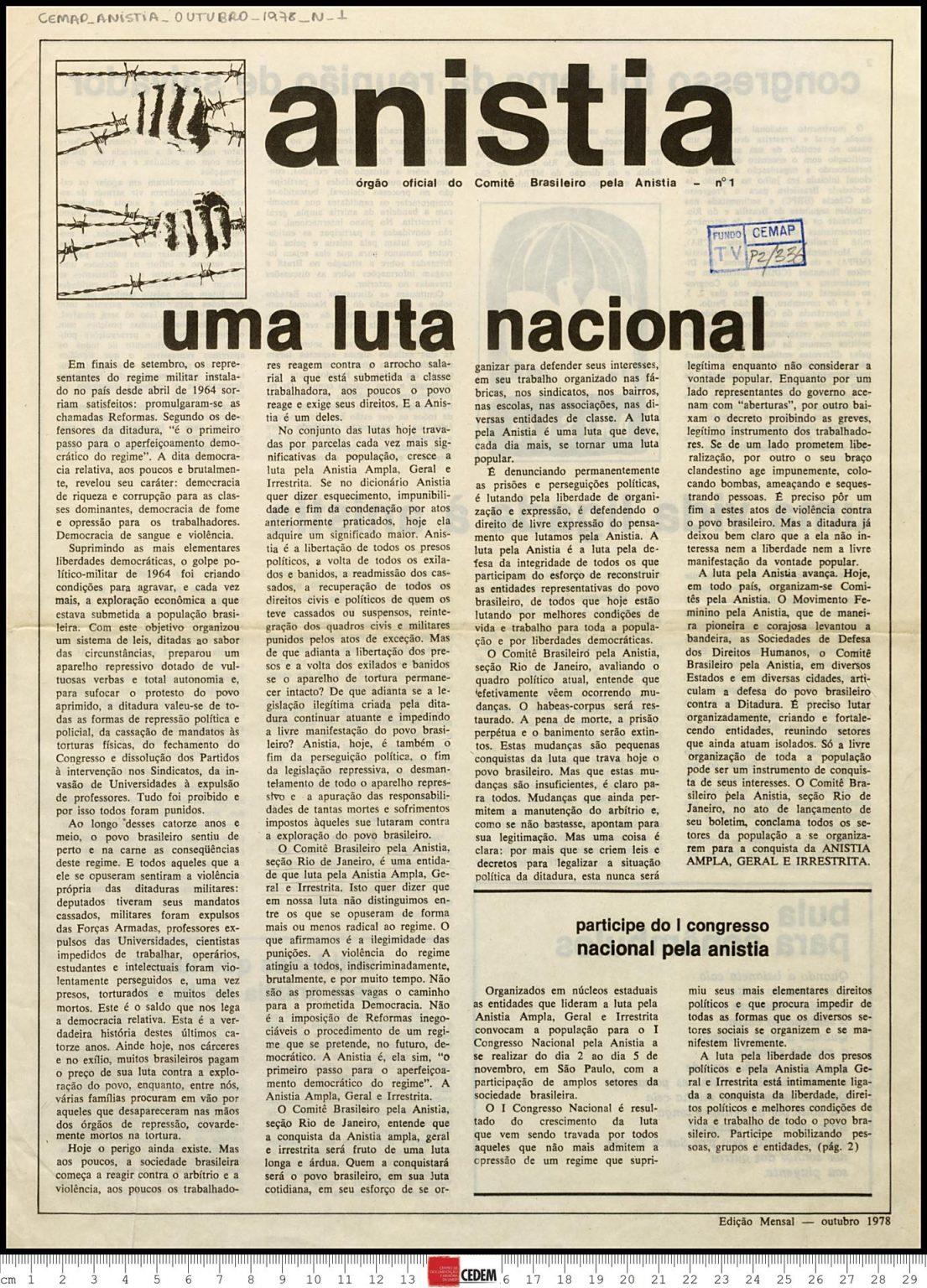 Anistia – 1 – Memorias da Ditadura